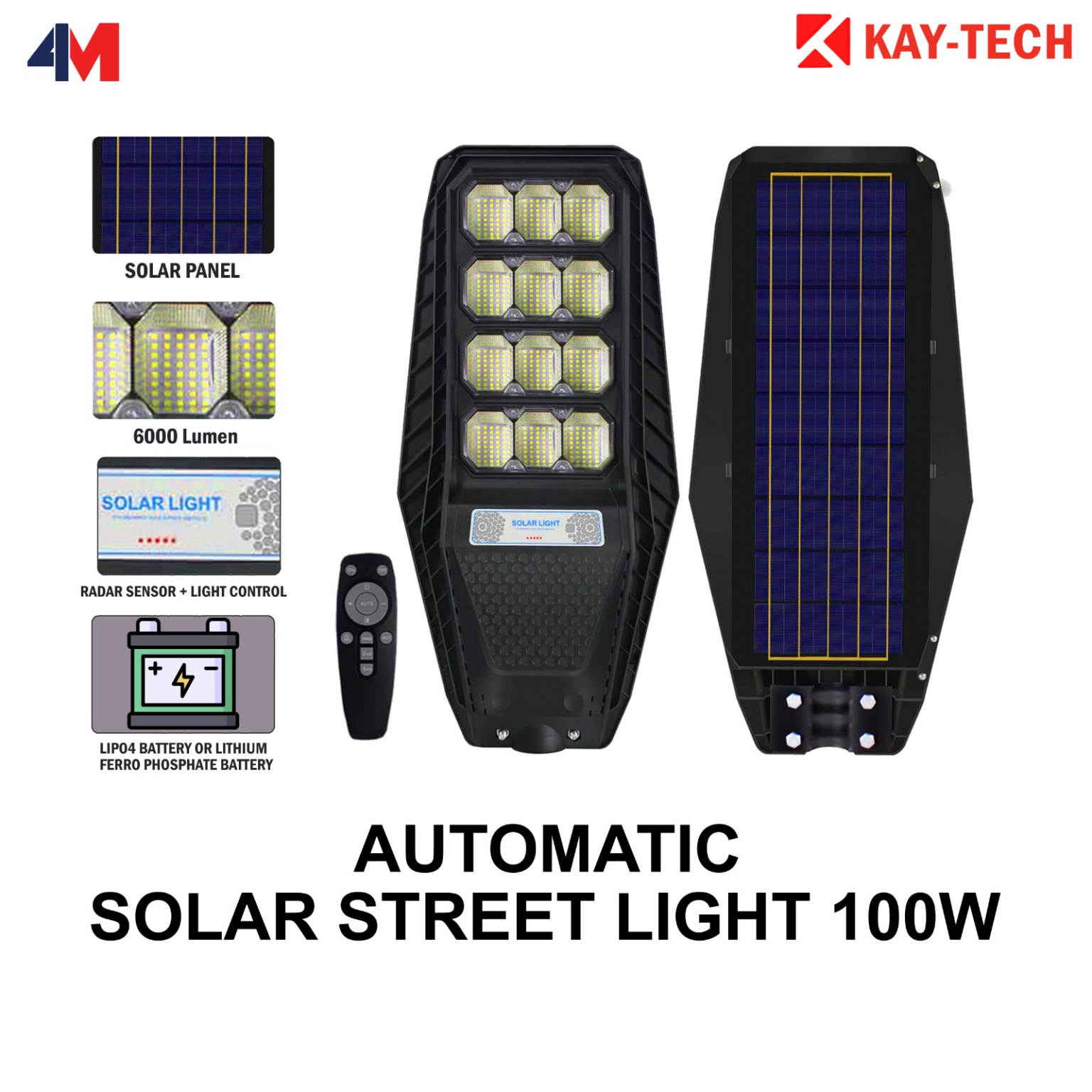 100 W Automatic Solar Street Light | Kay Tech Solar